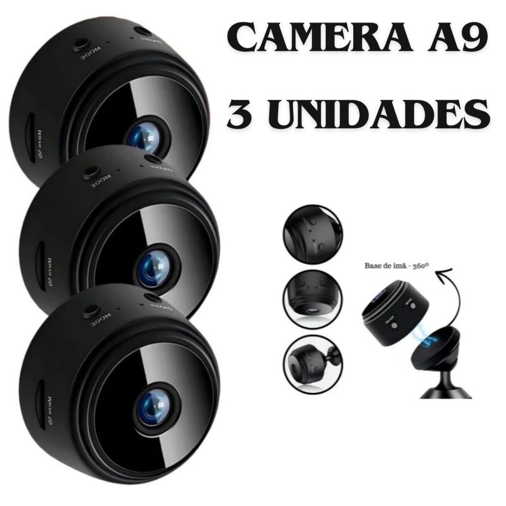 Kit 3 Câmera Mini A9 Original Wifi Com Gravador De Voz Original Mini ...