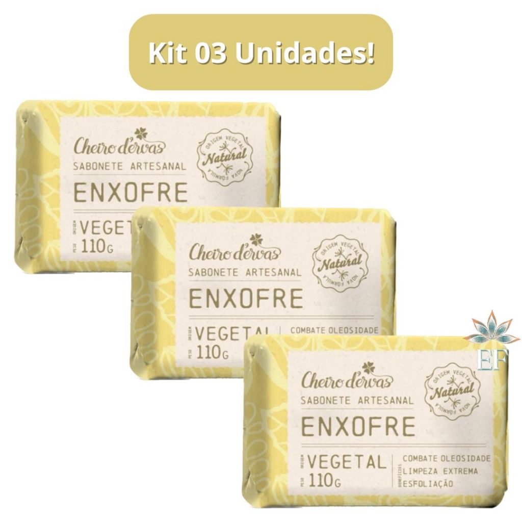 Kit 3 Unidades Sabonete em Barra ENXOFRE 110g Cheiro D´Ervas | Shopee ...