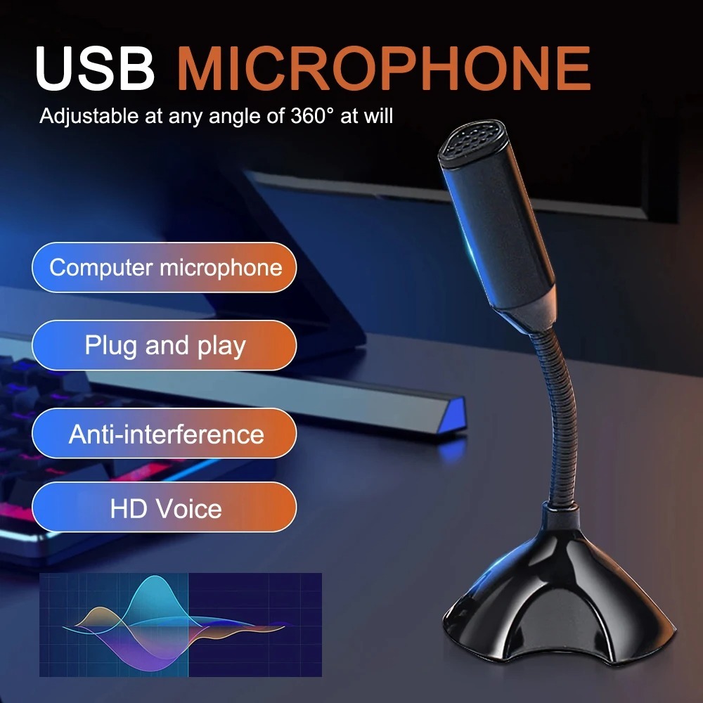 Microfone De Mesa USB Para PC Computador Notebook Laptop Ajustável ...