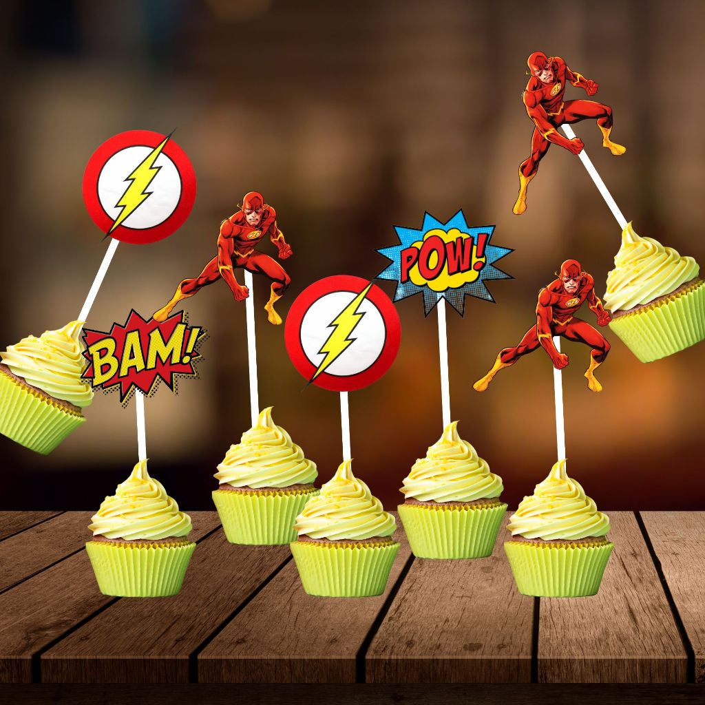 Tags Toppers Personalizados P/CupCakes 5CM ou Docinhos 3CM - Tema FLASH ...