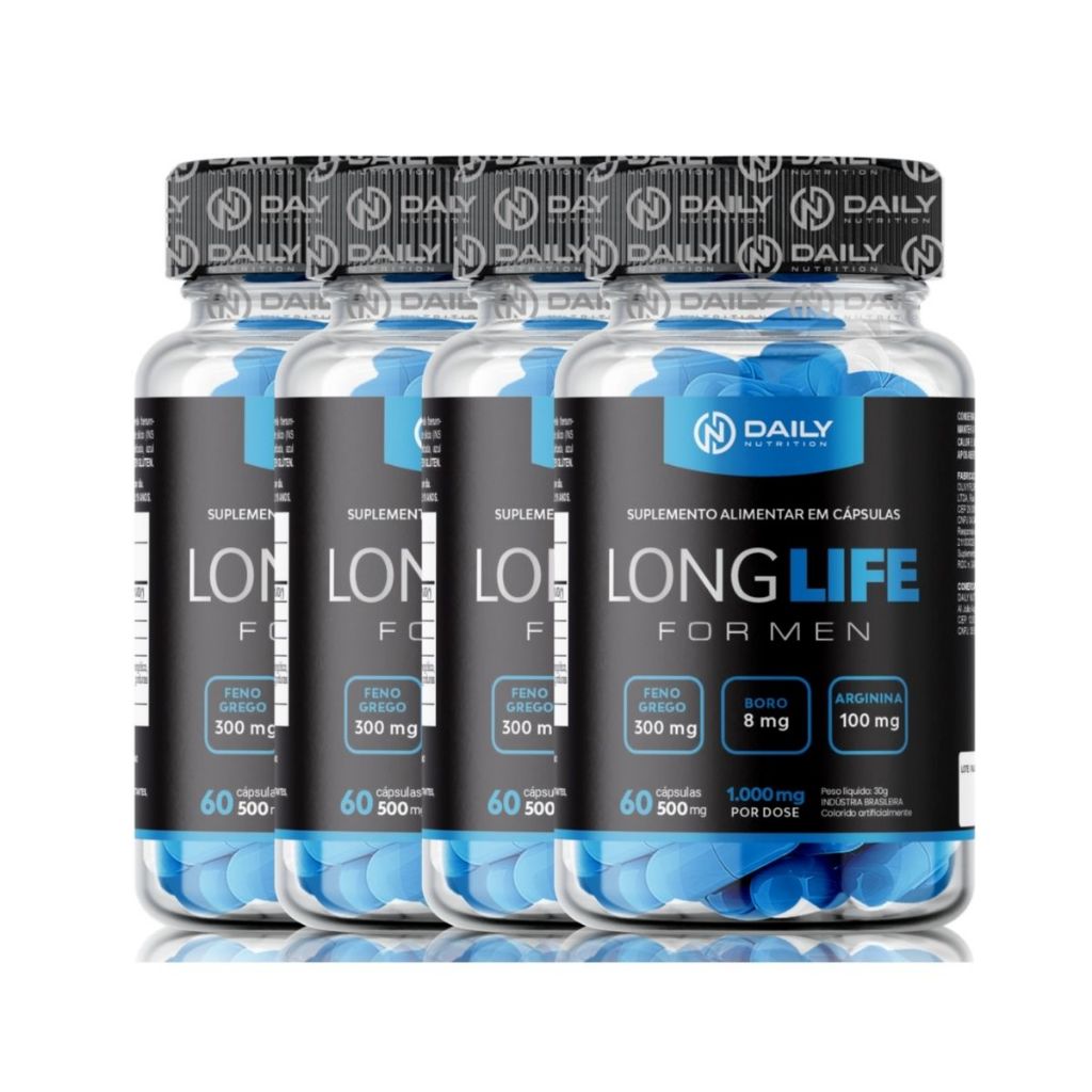Kit 4x Long Life for Men Suplemento Masculino para Disposição e Bem ...