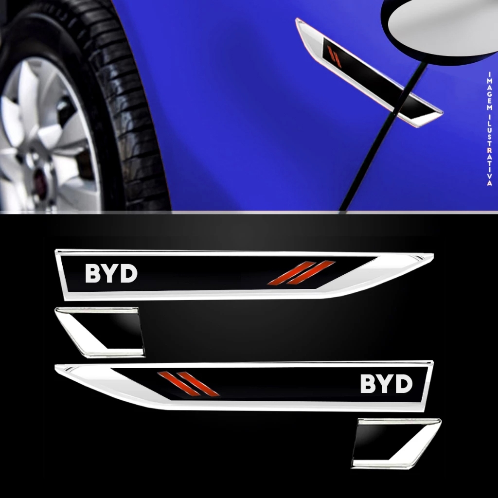 Par Adesivo Emblema Lateral Paralama Premium Porta Compatível com BYD ...