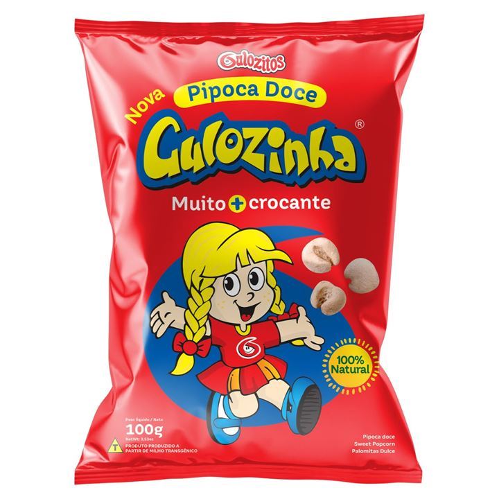 Pipoca Doce Gulosinha Gulozitos pacote 100g caixa com 1 unidade ...