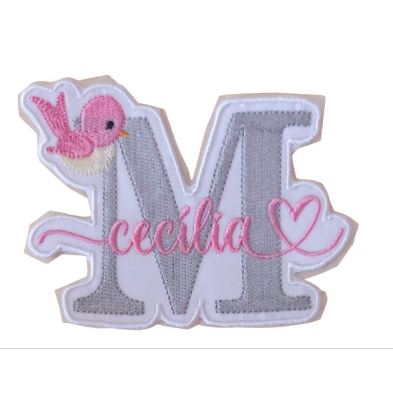 01 PATCH BORDADO TERMOCOLANTE LETRA COM NOME E PASSARINHO | Shopee Brasil