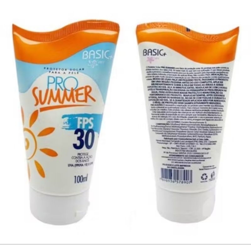 Protetor Solar Pro Summer Basic+care Fps30 100ml | Shopee Brasil