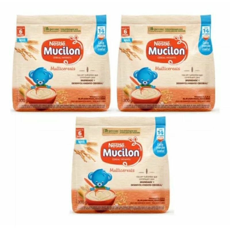 Mucilon multicereais 300gr 03 unidades | Shopee Brasil