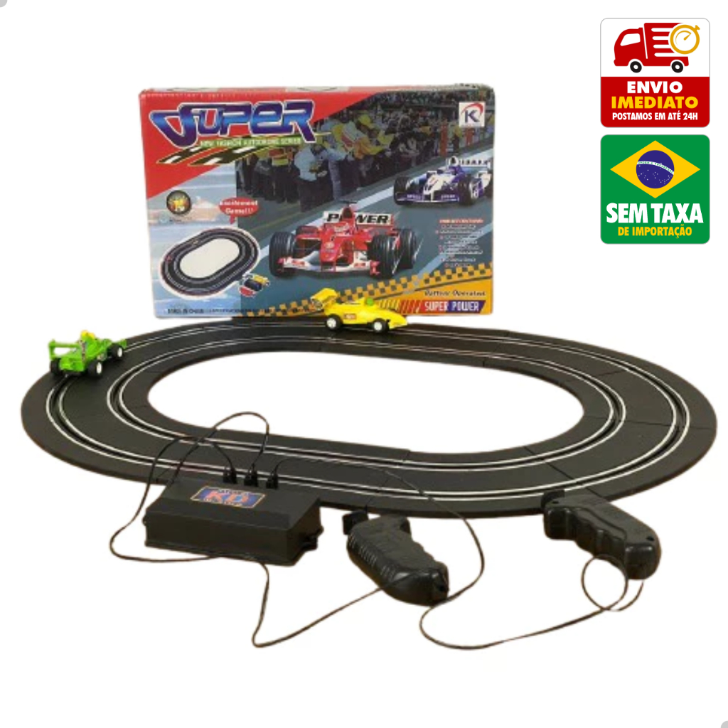 Autorama Auto Pista Circuito Oval 2 Carrinhos Brinquedo Formula 1 Super ...