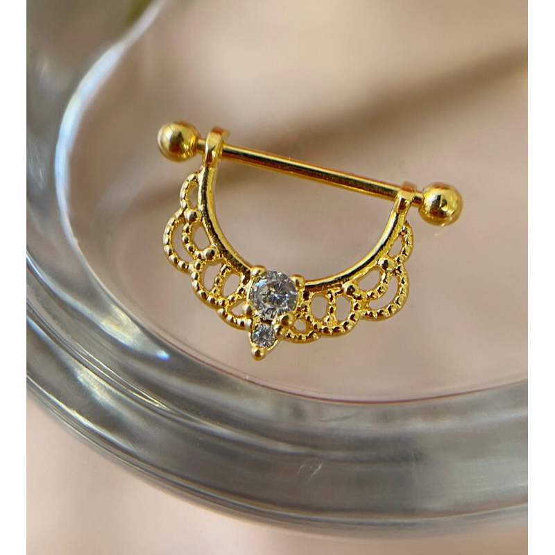 PIERCING MAMILO FOLHEADO A OURO 18k | Shopee Brasil