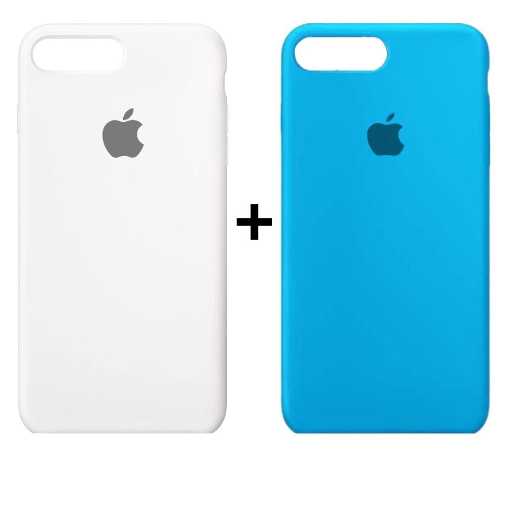 Kit 2 Capas de Iphone 7 ou 8 Plus Branco e Azul Capri Fechada nas Laterais Case Aveludada e ...