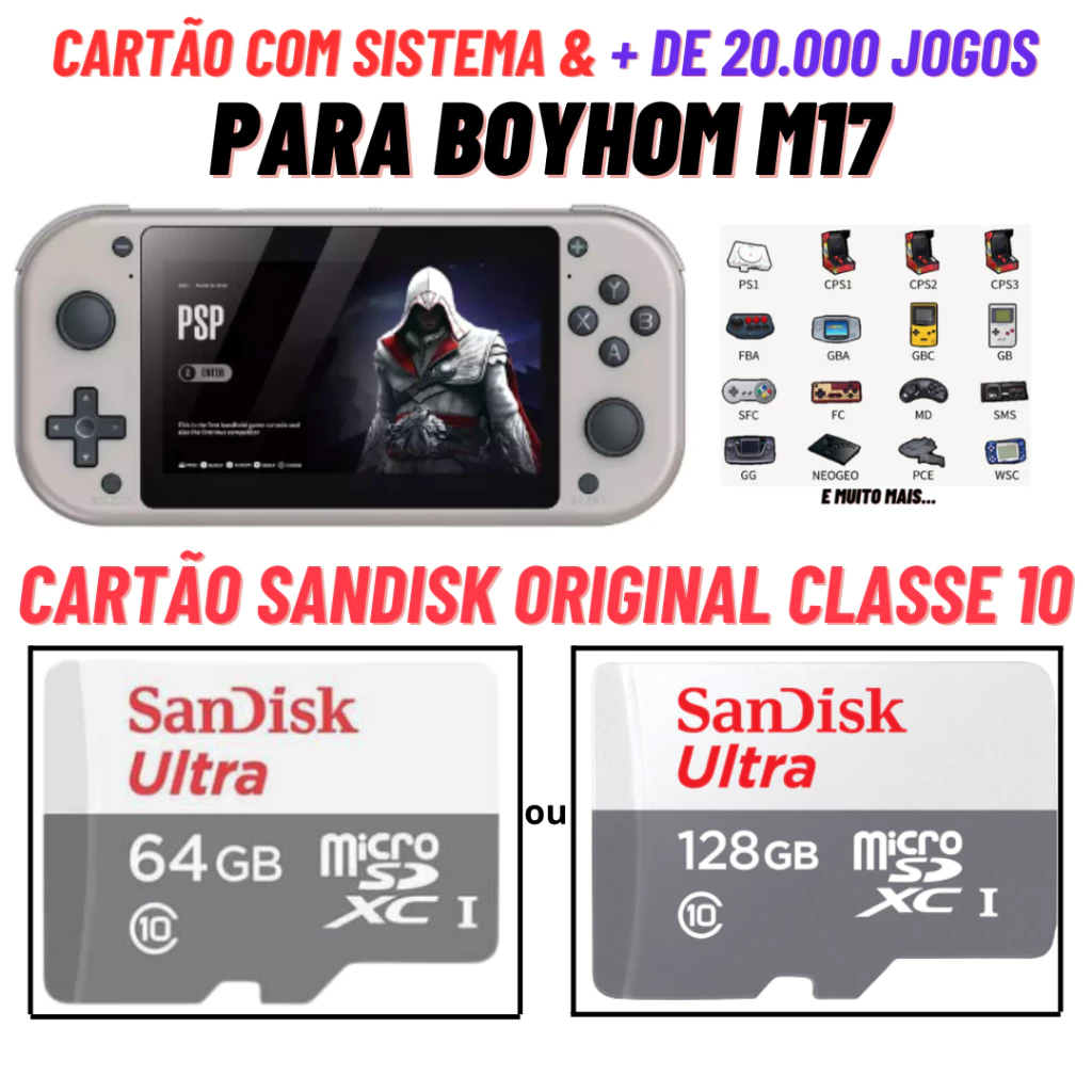 Cartão Original para Video game Portatil Boyhom M17 com Sistema + Jogos | Shopee Brasil