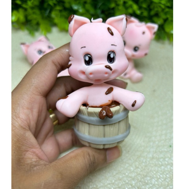 Kit Apliques em Biscuit Fazendinha Porquinho no Balde de Lama | Shopee ...