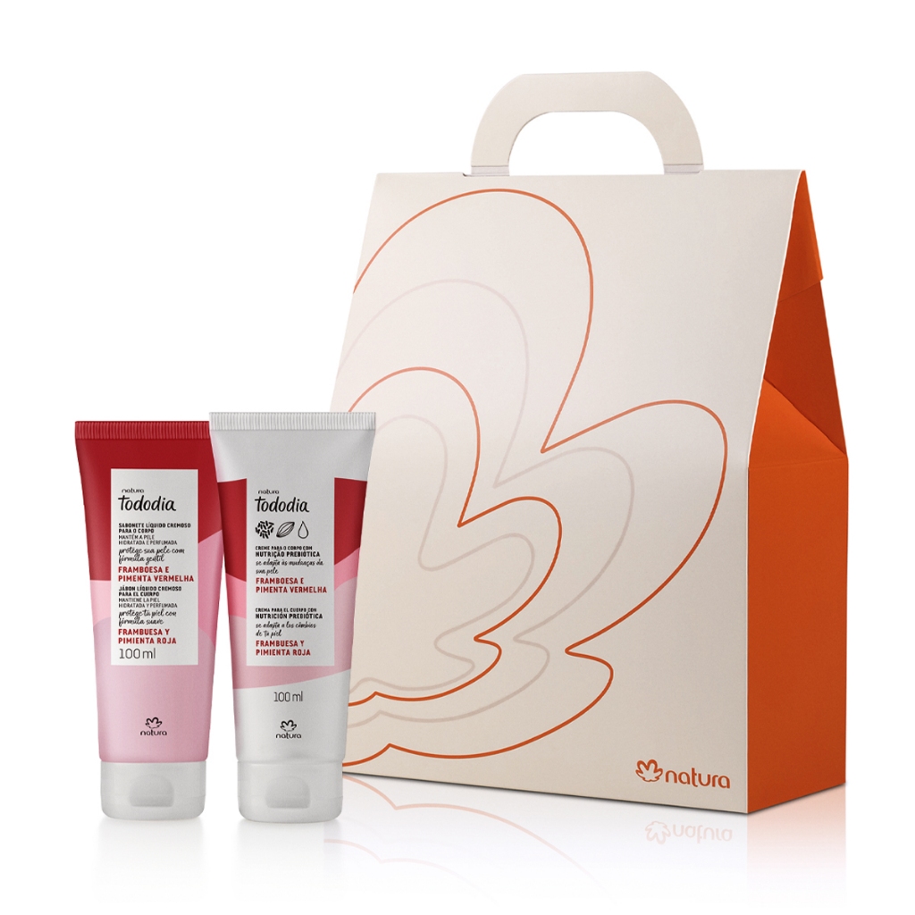 Kit Natura Tododia Framboesa e Pimenta Vermelha ( Creme para o Corpo 100 ML + Sabonete líquido ...