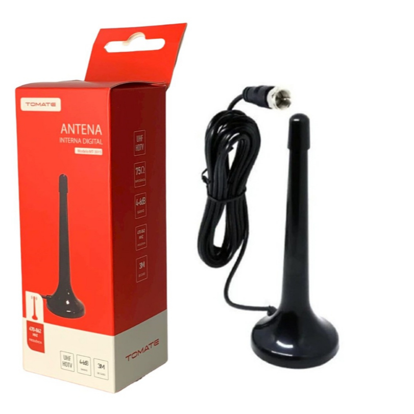 Antena Tv Digital Tomate Uhf Vhf Interna Premium cabo 3 mts | Shopee Brasil