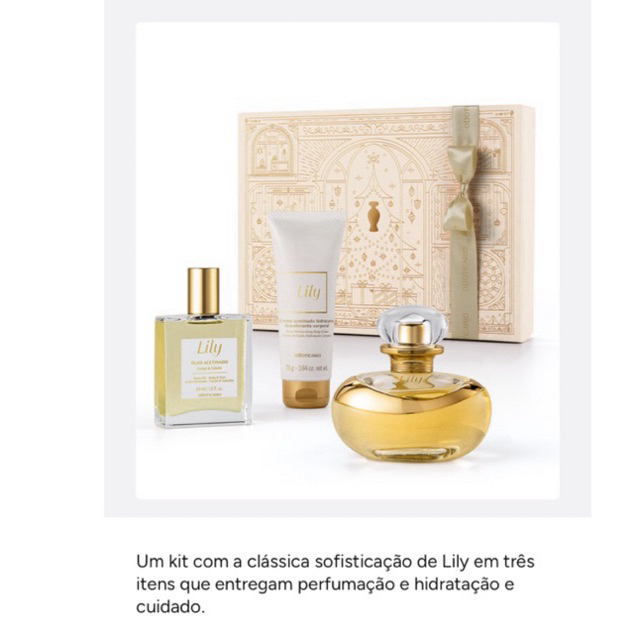 Kit Presente Natal Lily 75ml (3 Produtos) 2024 -O Boticário | Shopee Brasil
