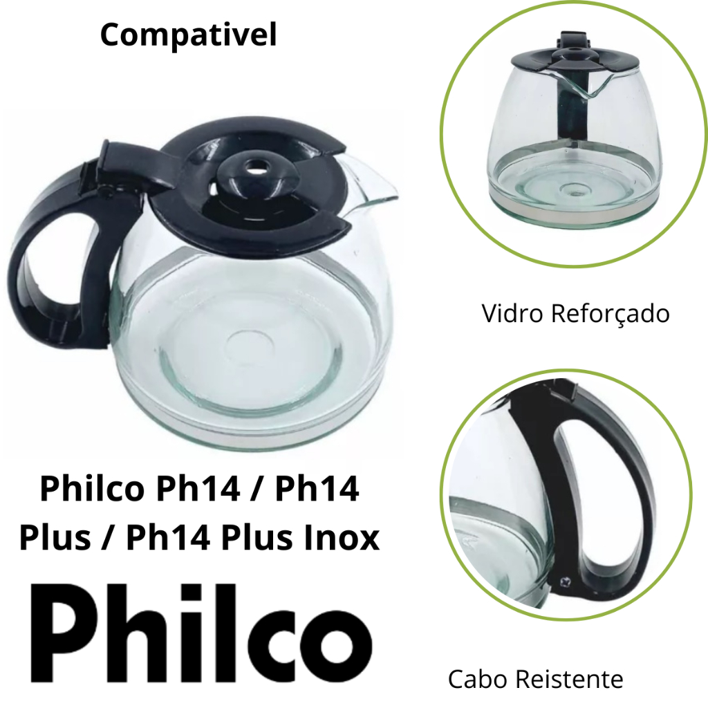 Jarra Para Cafeteira Philco Ph14 / Ph14 Plus / Ph14 Plus Inox Compatível | Shopee Brasil