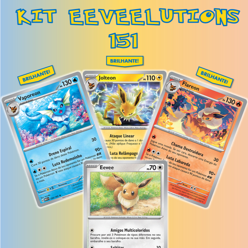 Carta Pokémon Eeveelutions Diversos Modelos Eevee Flareon Vaporeon ...