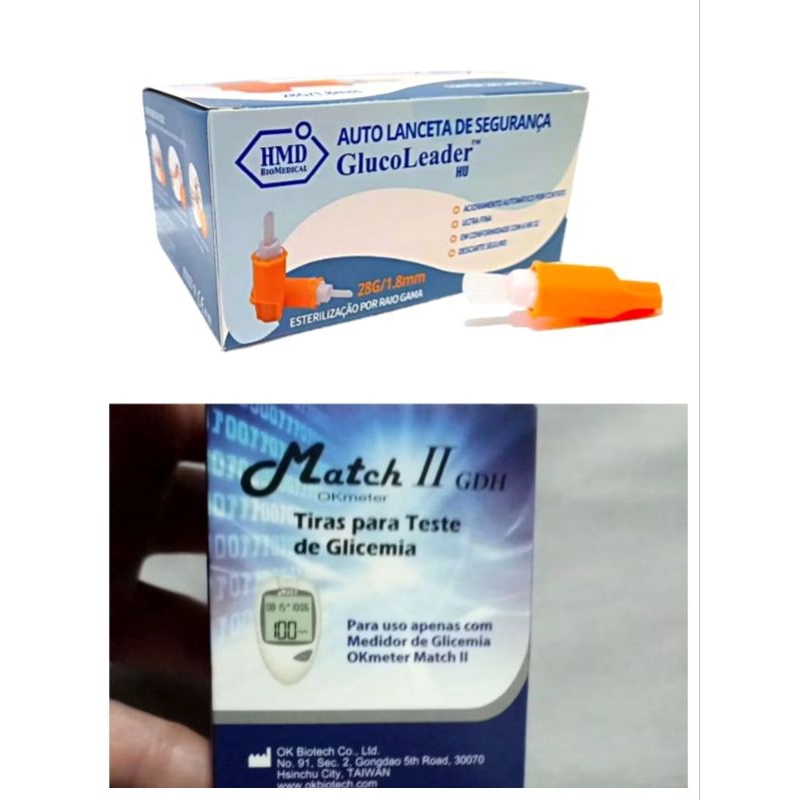 Tiras reagentes Match II e lancetas | Shopee Brasil