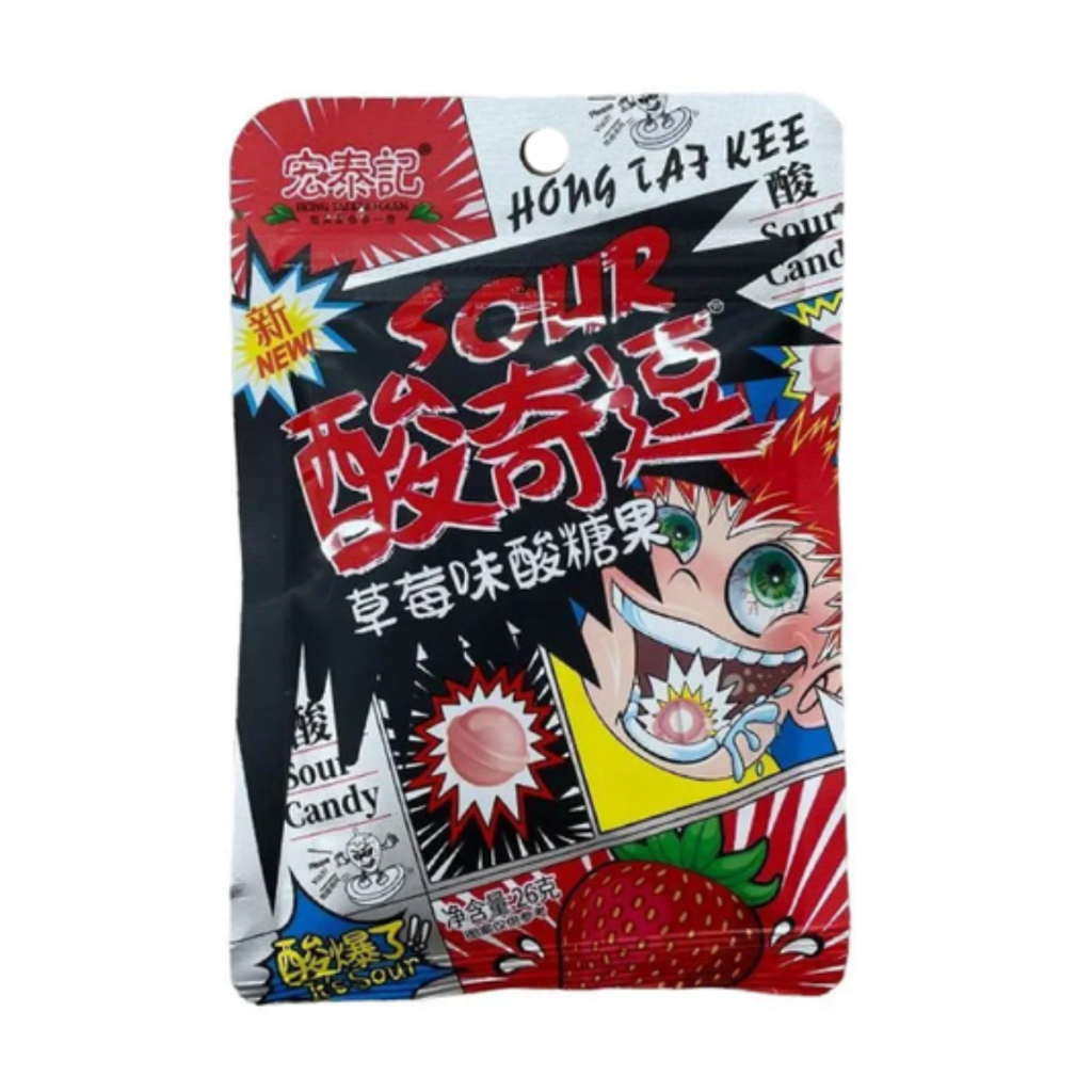 Bala Super Azeda Sabor Morango ou Limão Hong Tai Kee - 26 gramas ...