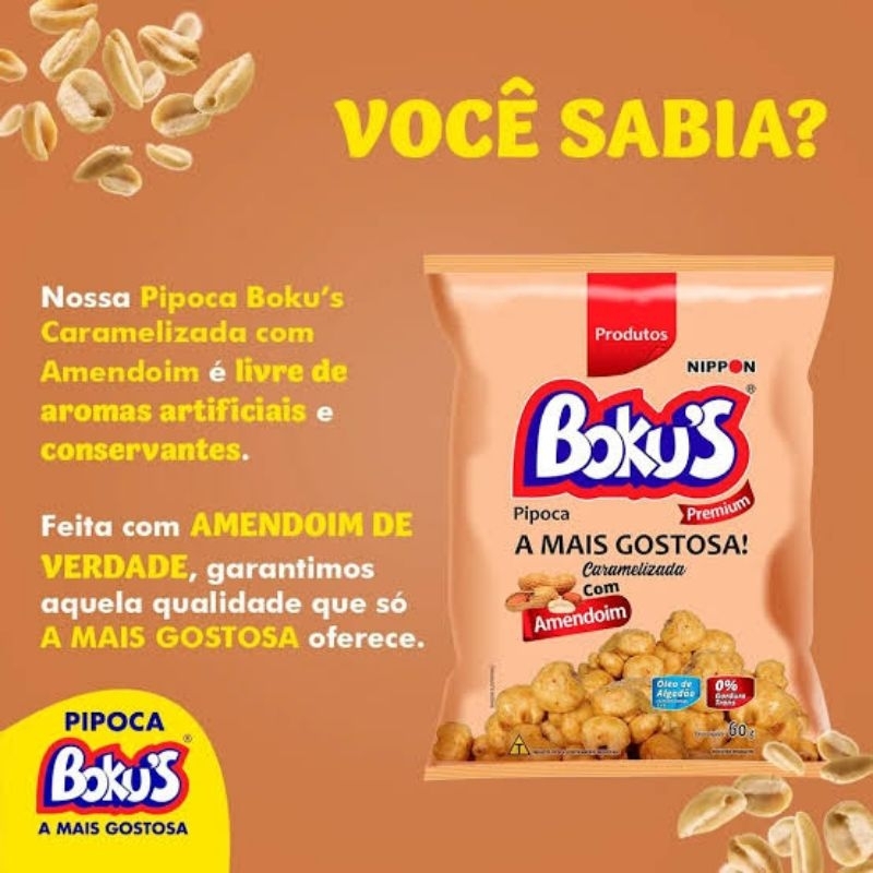 Kit Pipoca Bokus caramelizada com amendoim com 10 unidades 60g cada ...