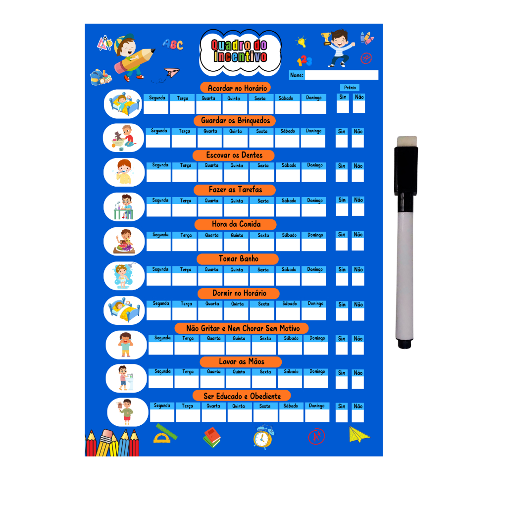 Quadro De Rotina Infantil De Parede Atividade Para Incentivo Quadro de ...