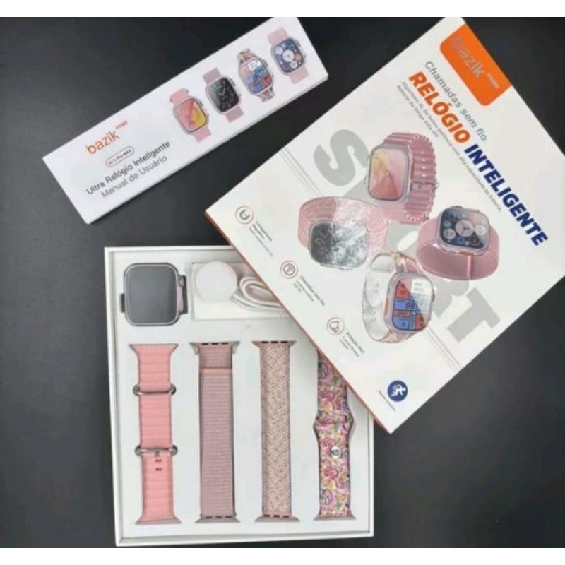 Relógio Smartwatch 4 Pulseiras Rosa Promax Bazik Prime | Shopee Brasil