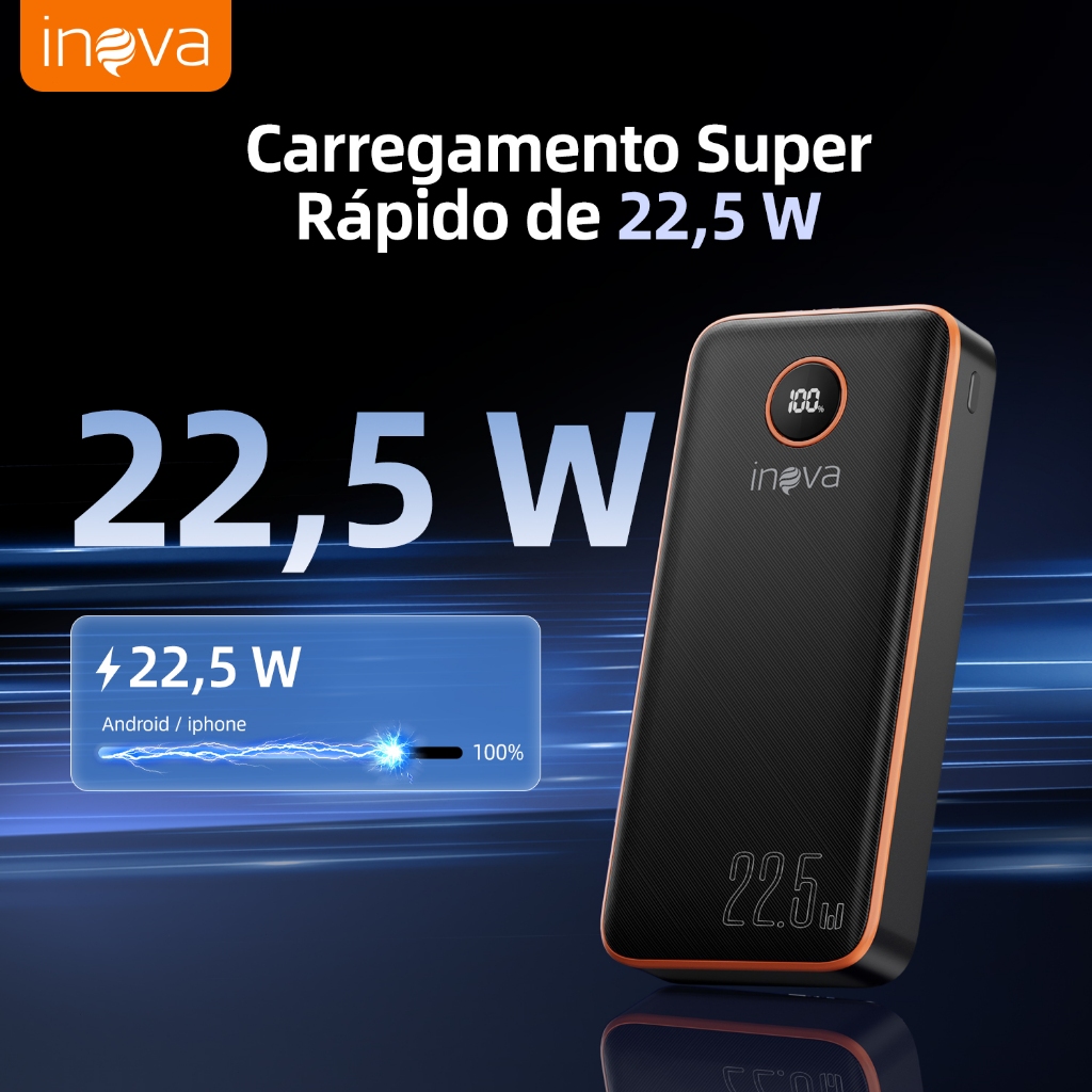 INOVA Power Bank 20000mAh Carregador Portátil Universal Original Micro ...