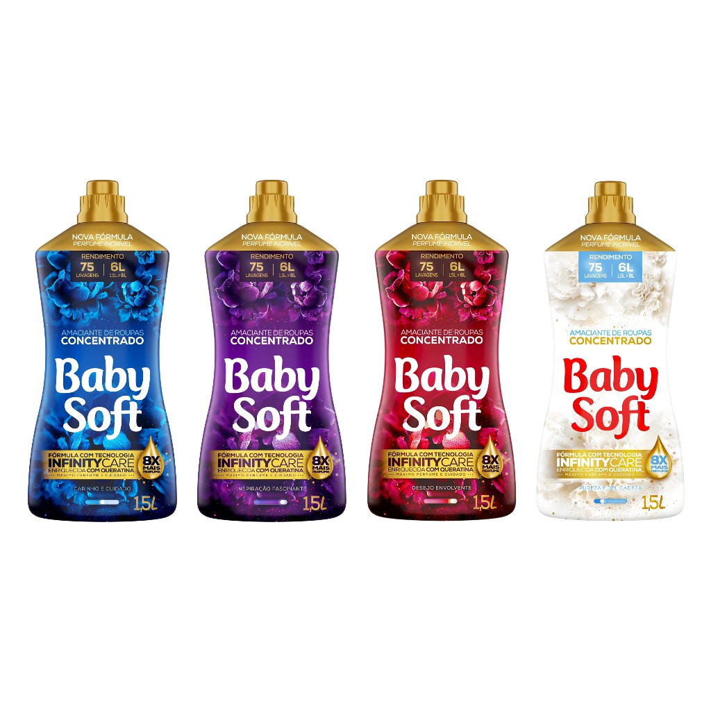 Amaciante Concentrado Baby Soft 1,5L - kit c/ 2 unds | Shopee Brasil