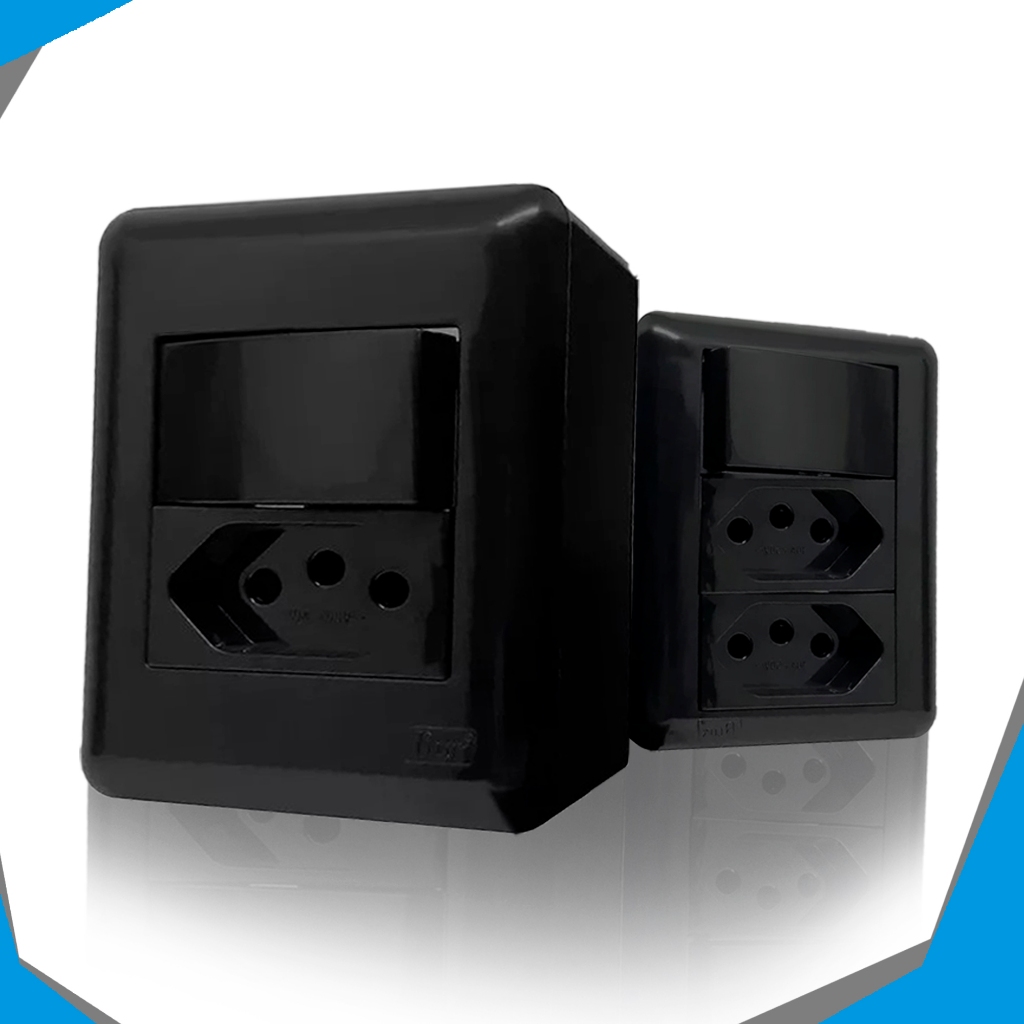 Tomada Sobrepor 10A 20A Interruptor Simples Overlap Home Grafite Paralelo Sistema X Sobrepor ...