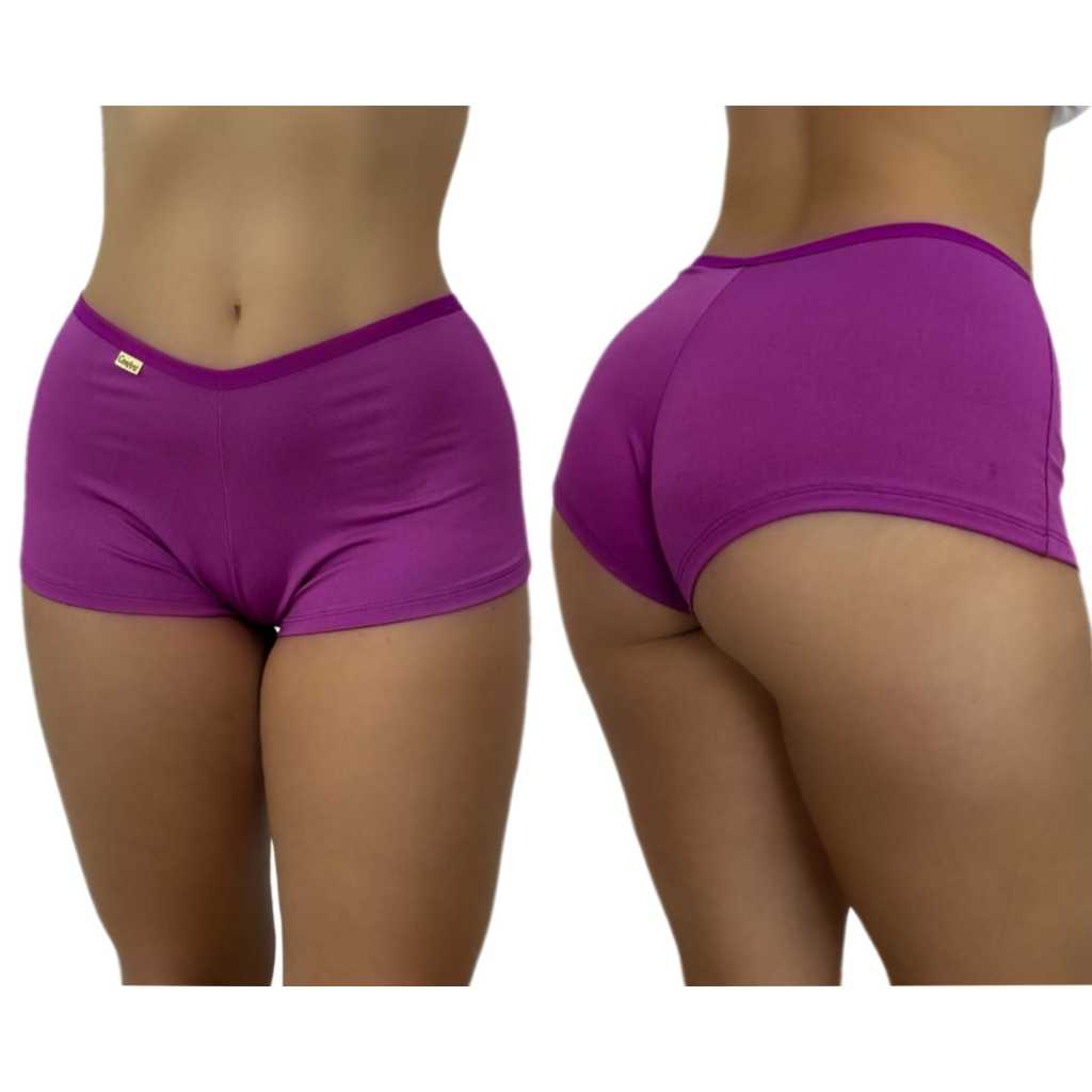 KIT de Calcinha Shortinho Feminino Estilo Cueca Boxer Conforto Liso Plus Size | Shopee Brasil
