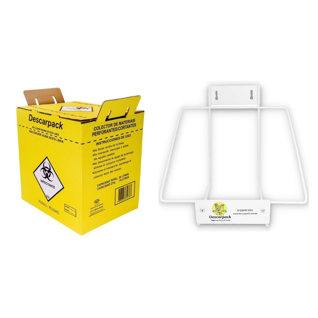 Kit Caixa Coletora Descarpack 7 Litros + Suporte Descarpack 7 Litros ...