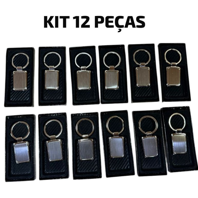 Kit Com 2/6/12 Pçs Chaveiro De Metal Retangular Com Caixinha | Shopee ...