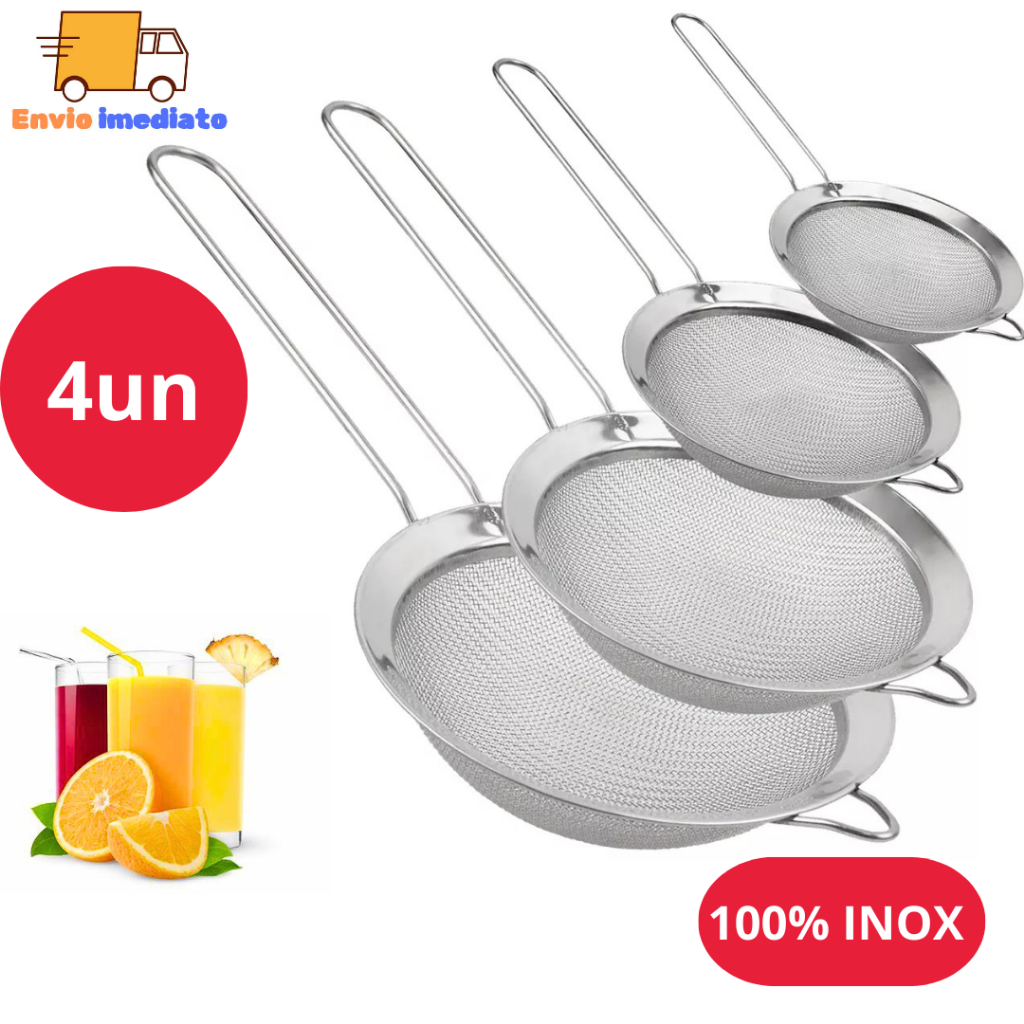 Kit Peneira Coador Funil em Aço Inox Multifuncional Para Farinhas ...