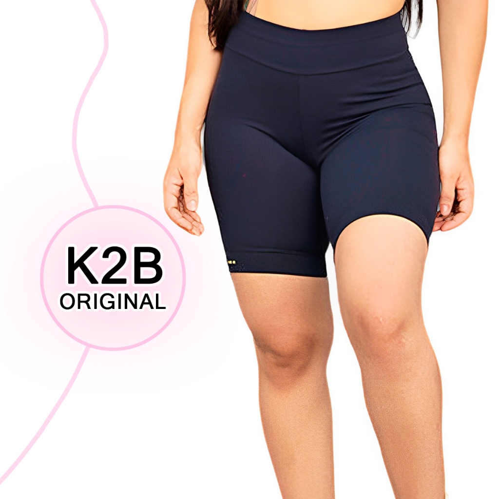 Bermuda Feminina K2B Original Fitness Tecido Grosso Cintura Alta ...