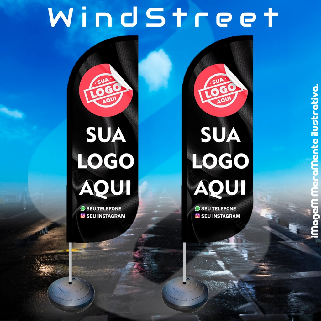 Kit 2 Unidades WindBanner 2 Metros Completo Personalizado - Flag Banner - Wind Banner | Shopee ...