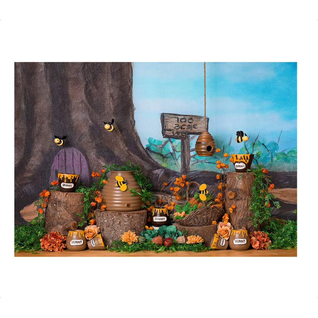 Fundo Fotográfico Cenário Tecido Sublimado Ursinho Pooh Abelhinha ...
