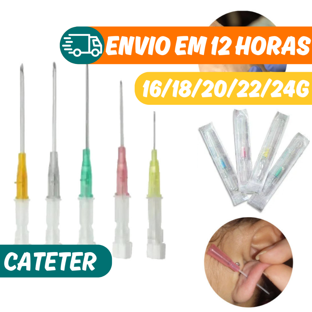 Kit Cateter Intravenoso Períferico Body Piercing Estéril Jelco Tamanhos ...