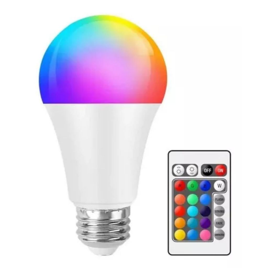 Lampada Led Colorida Rgb Controle Remoto 9w Bivolt 16 Cores | Shopee Brasil