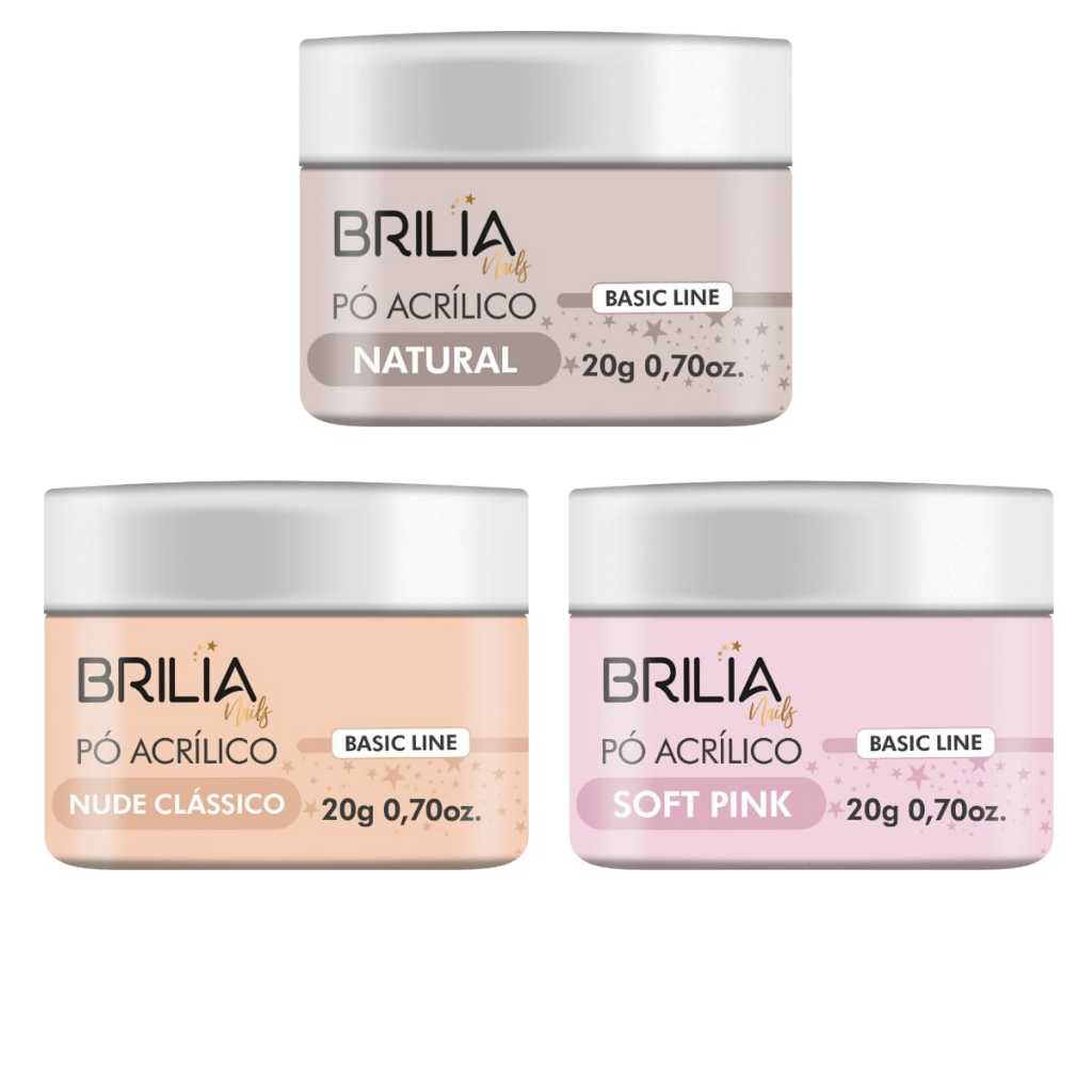 Brilia Nails Pó Acrilico para Alongamento de Unhas 20g - Escolha o Seu ...