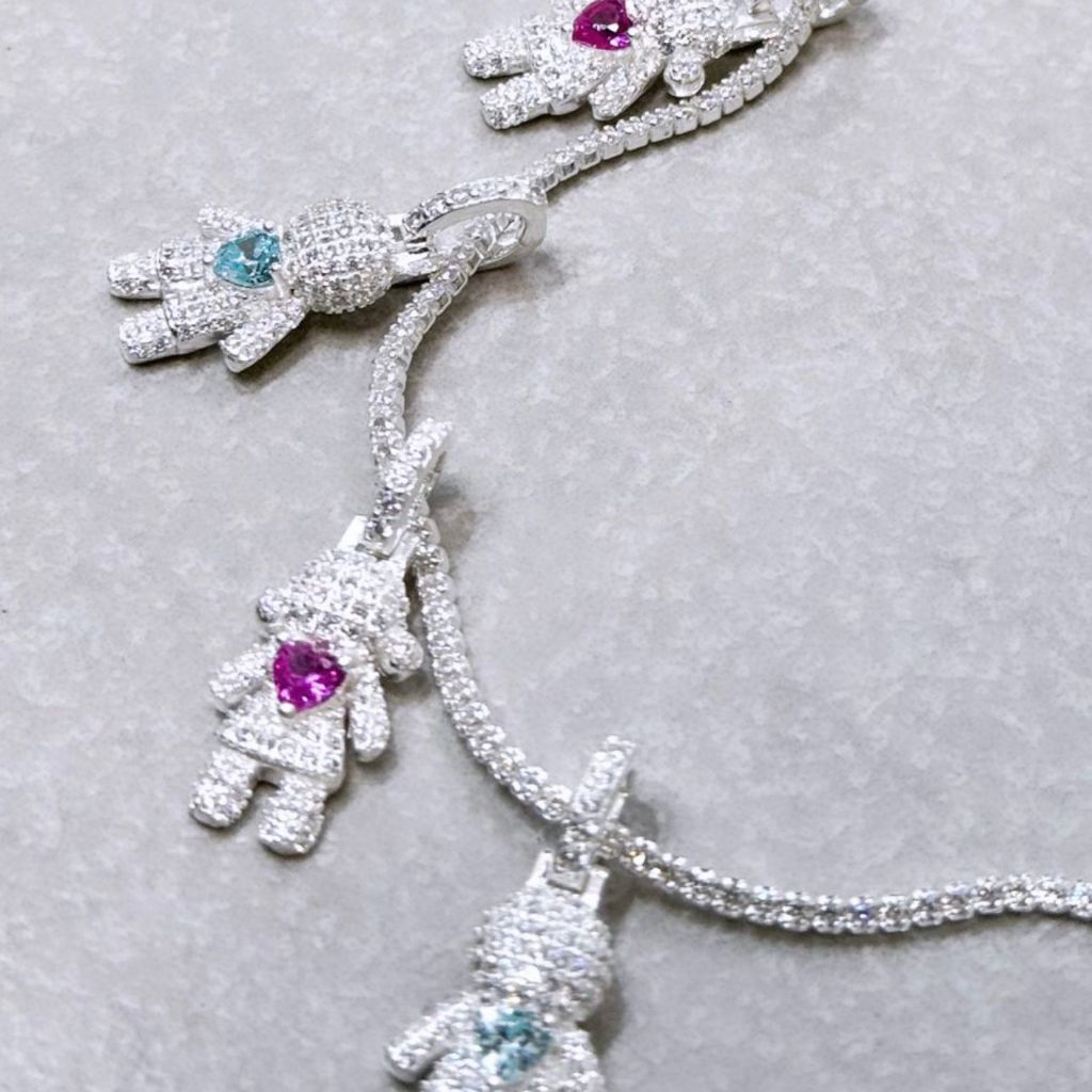 Pingentes filhos cravejados Pedra de zirconia Semi joia prata 925 ...