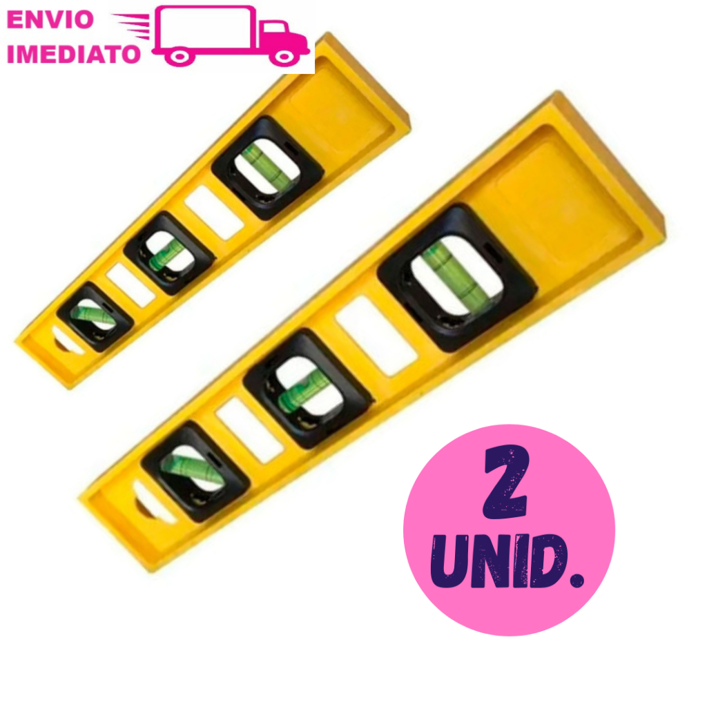 Kit 2 Nível PolÍmero 3 Bolhas com Régua Lateral 40cm para Pedreiro para ...