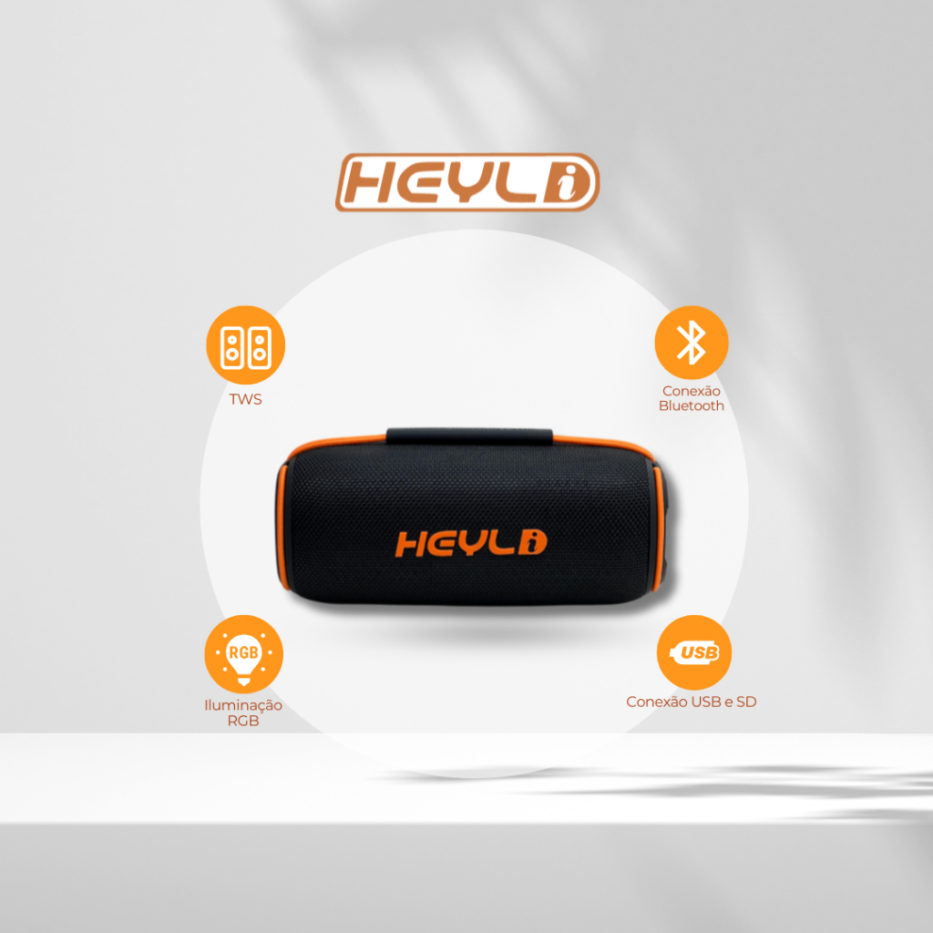 CAIXA DE SOM Portátil Bluetooth / HEYLI, conexão USB e SD / HY-777BT ...