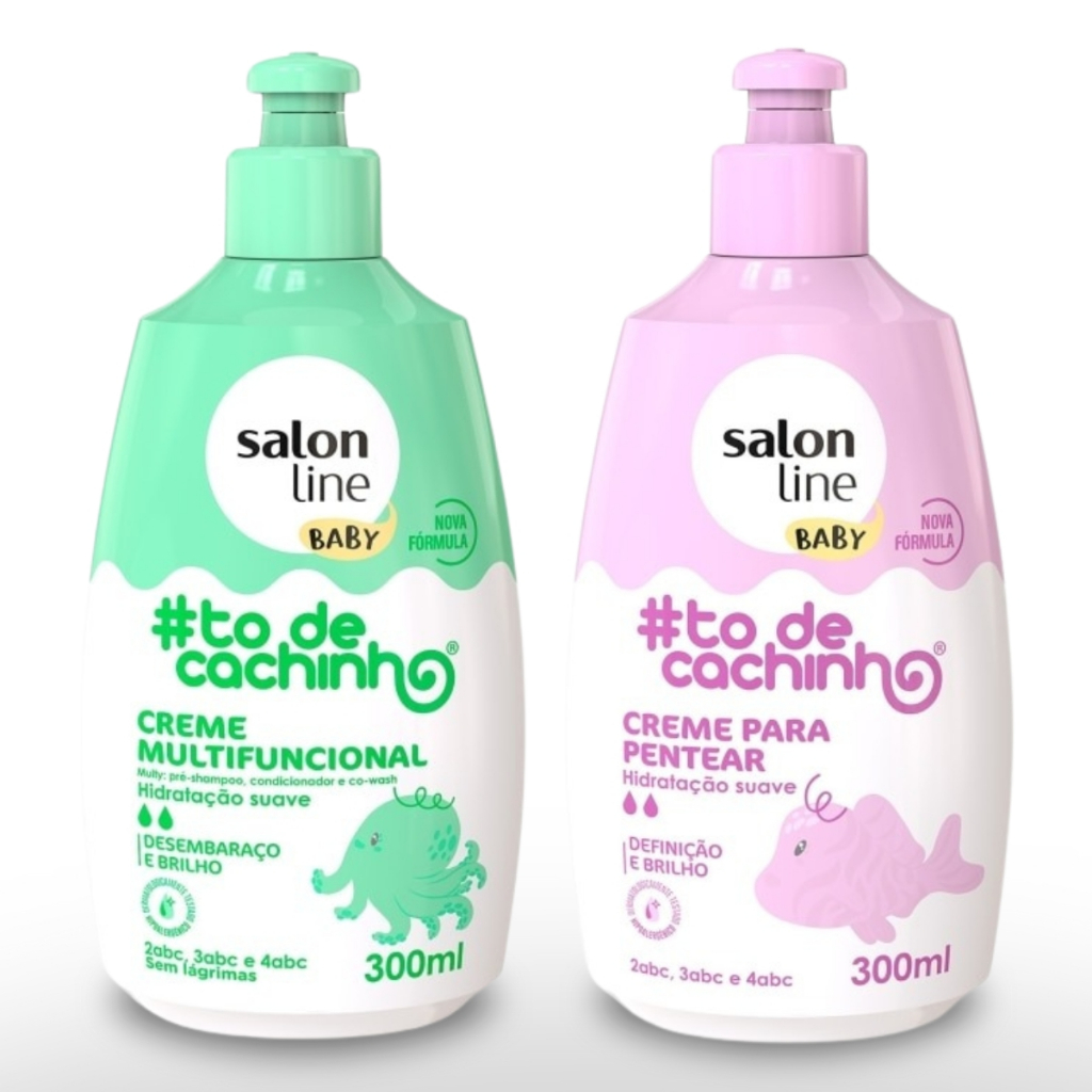 Kit #Todecachinho Baby com Creme Multifuncional e Creme para Pentear Salon Line 300ml | Shopee ...