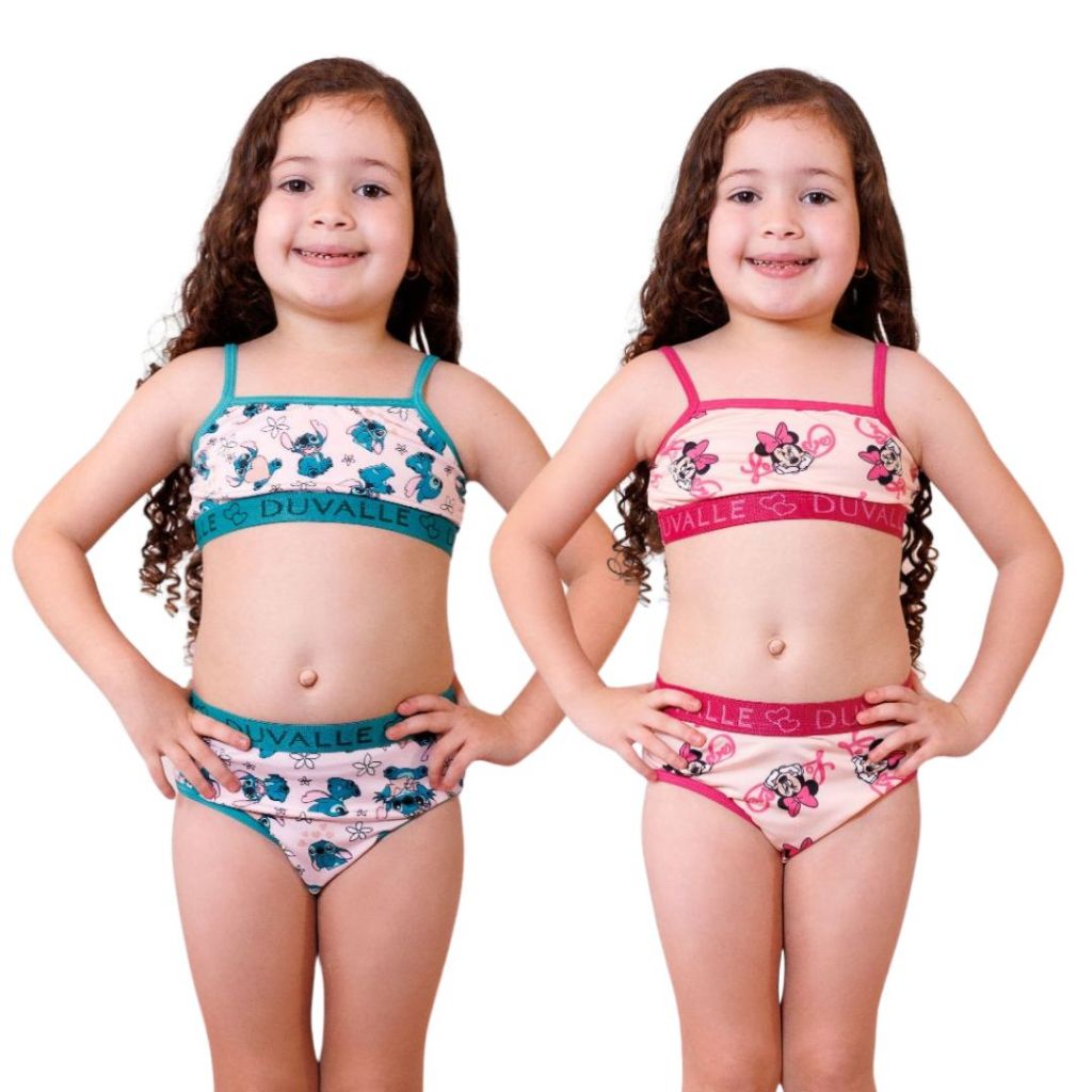 Kit 5 Conjuntinho Top E Calcinha Infantil E Juvenil Menina Moça