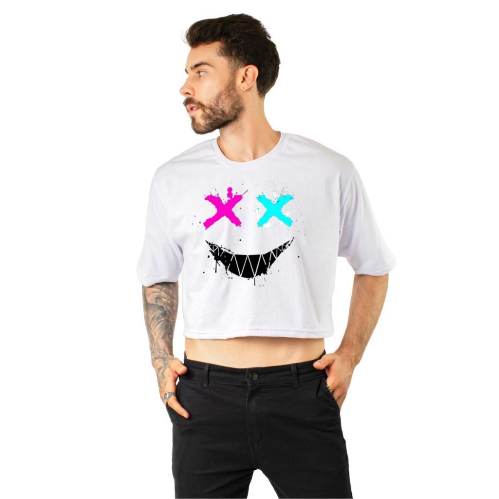 Cropped Oversized Unissex Emoji Collor Moda Feminina Masculina Estilo ...