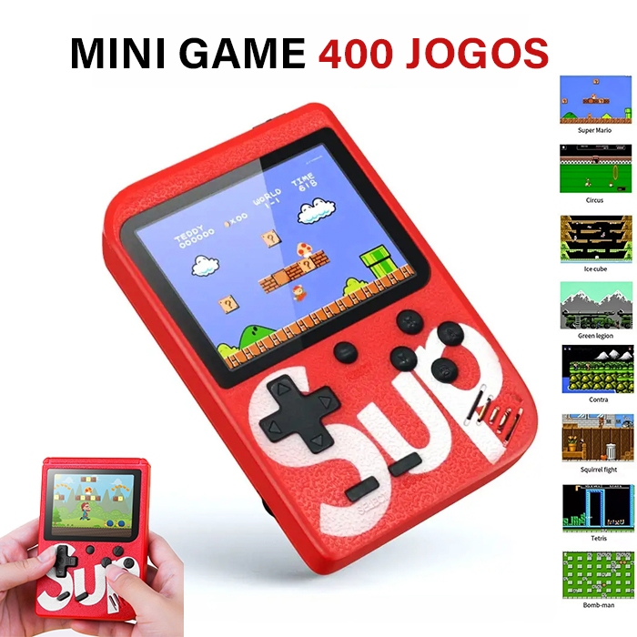 Mini Video Game 400 Jogos Recarregável Portátil Jogos Retrô Atigos Snes ...