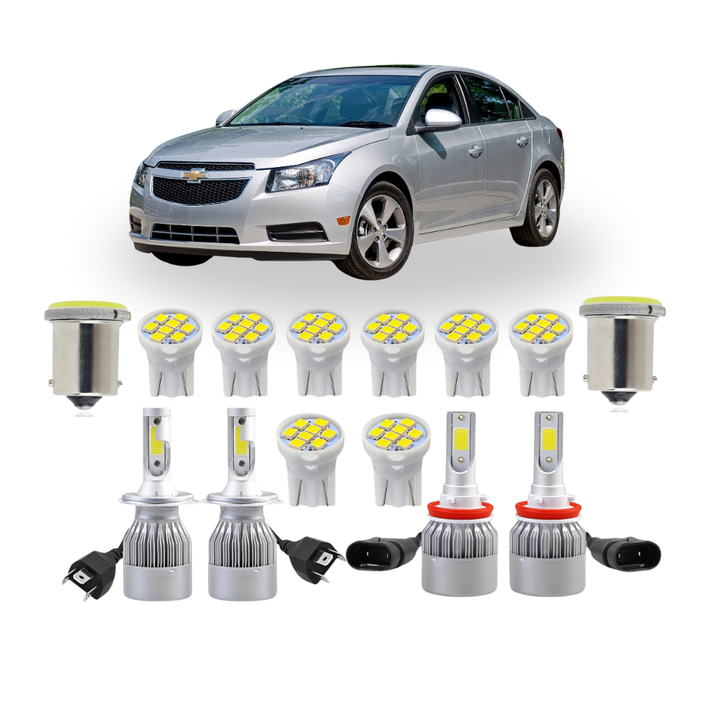 Kit Lâmpada Led Chevrolet Cruze ( Farol Alto Baixo Milha Farolete Ré ...