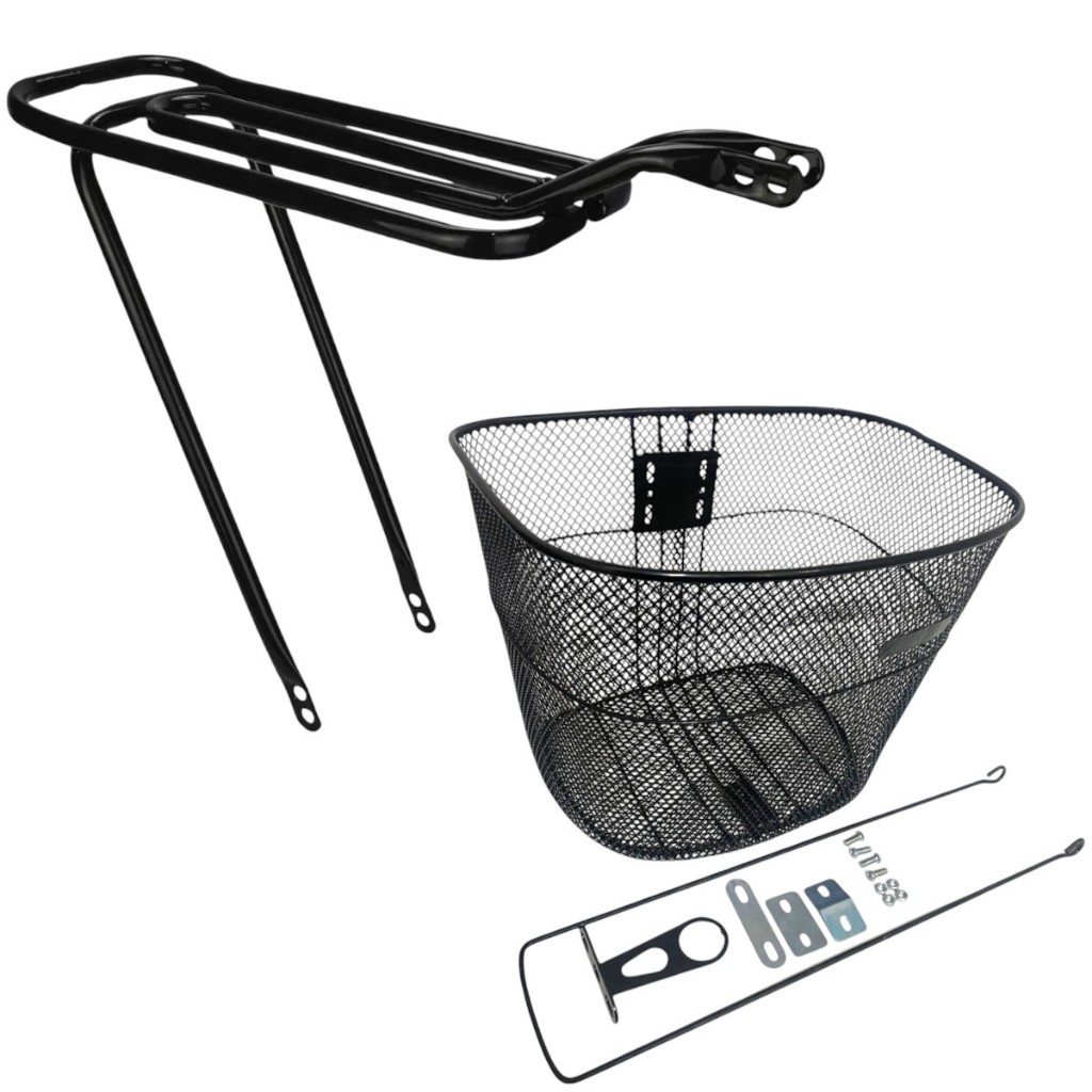 Garupa Bagageiro Rabeta tubo grosso bh Aro 24 e 26 + cesta aço de ...
