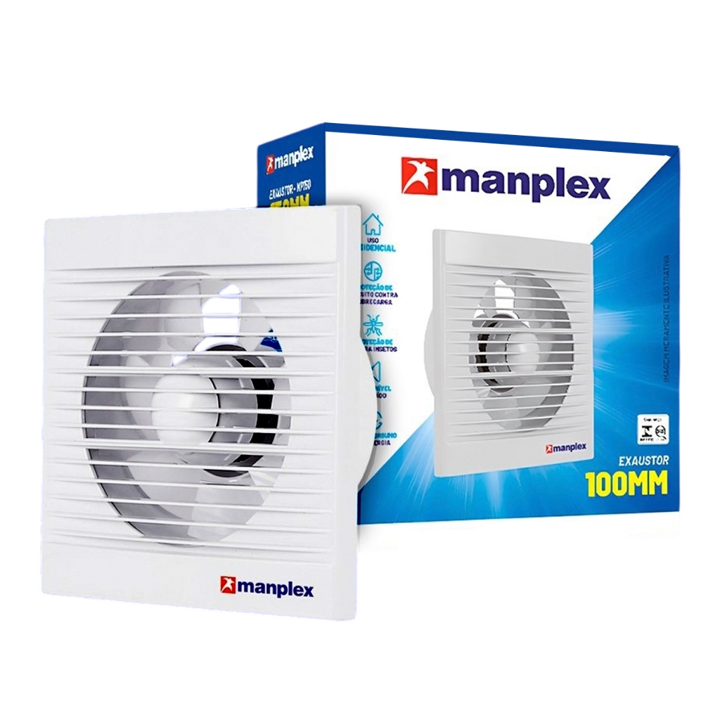Exaustor Residencial Silencioso Banheiros Lavabo Manplex 100mm - 13w ...