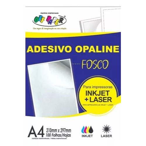 Papel Adesivo Opaline Fosco A4 100 Folhas Off Paper Cor Branco | Shopee Brasil