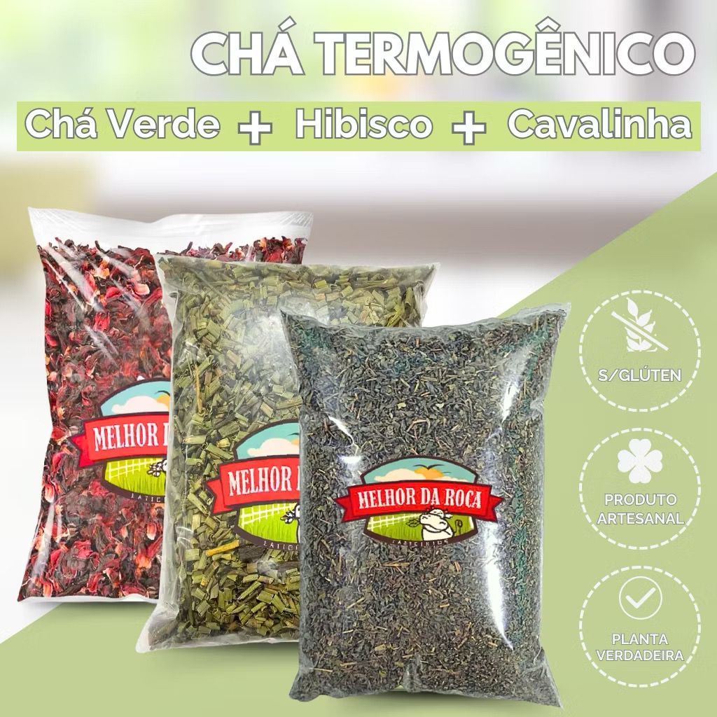 KIT CHÁ DETOX TERMOGÊNICO E DIURÉTICO HIBISCO CAVALINHA E CHA VERDE ...